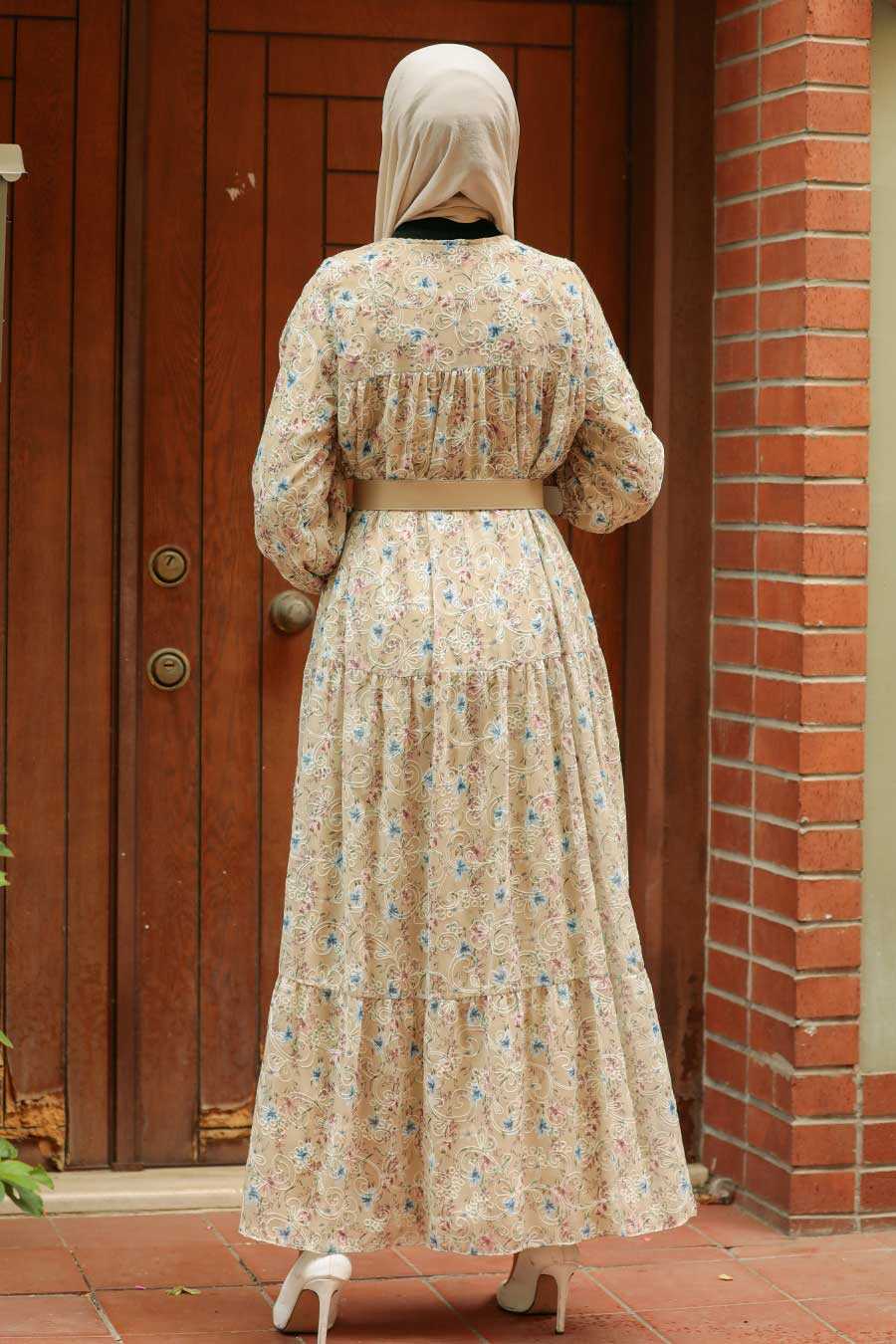 Beige Hijab Dress 2270BEJ - Neva-style.com