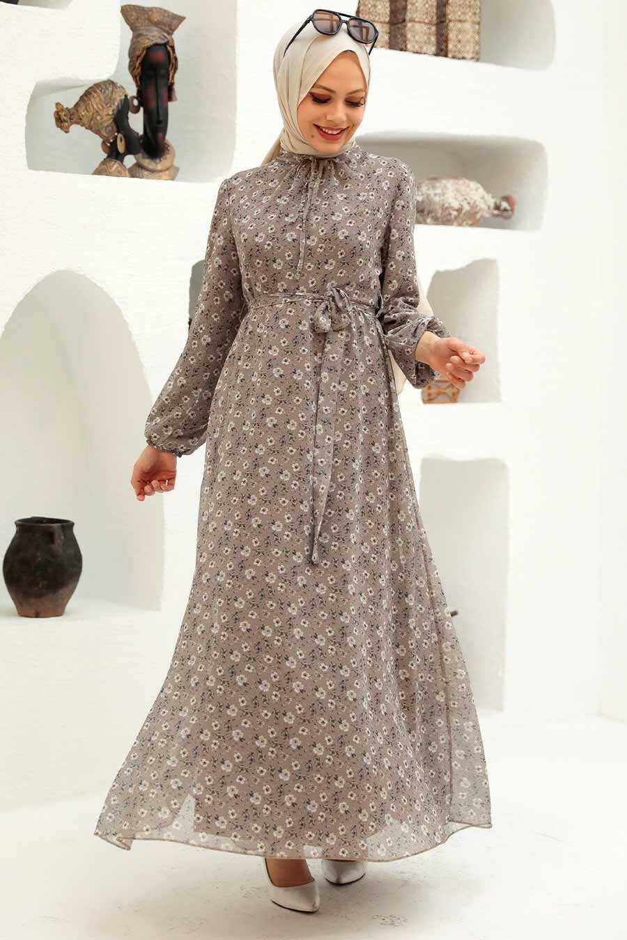 Beige Hijab Dress 279045BEJ - Neva-style.com