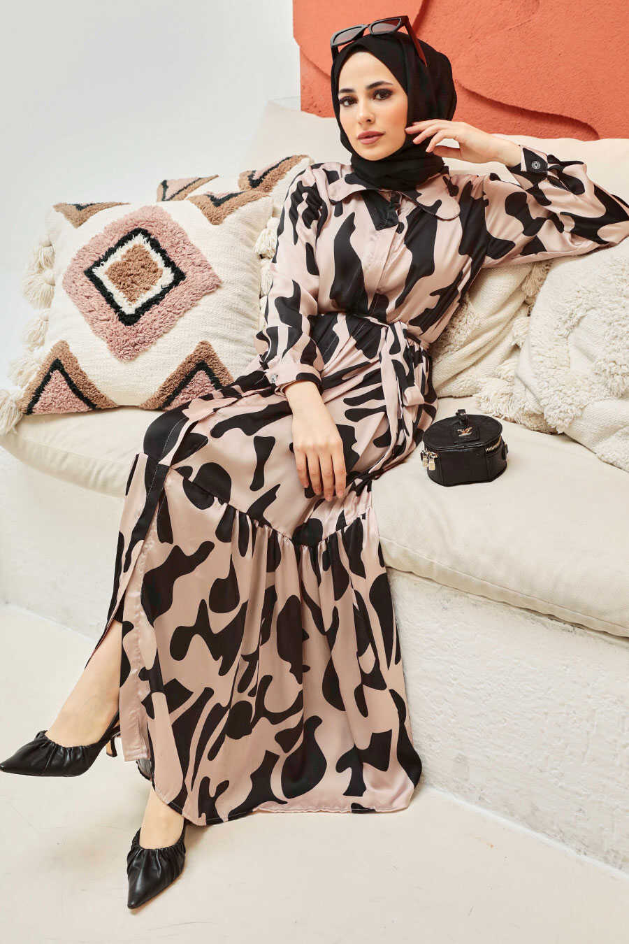 Beige Hijab Dress 30012BEJ - Neva-style.com