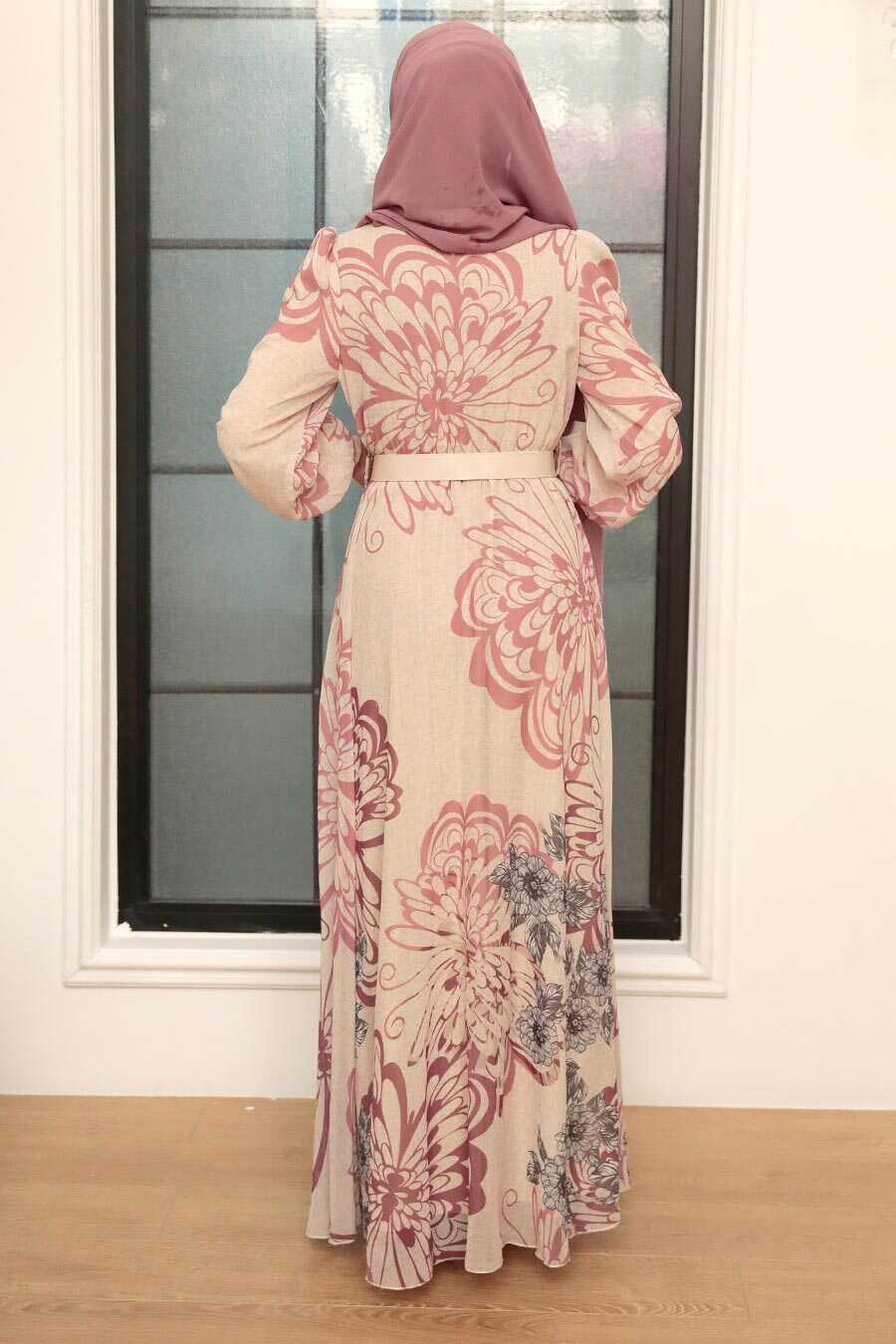 Beige Hijab Dress 3463BEJ - Neva-style.com