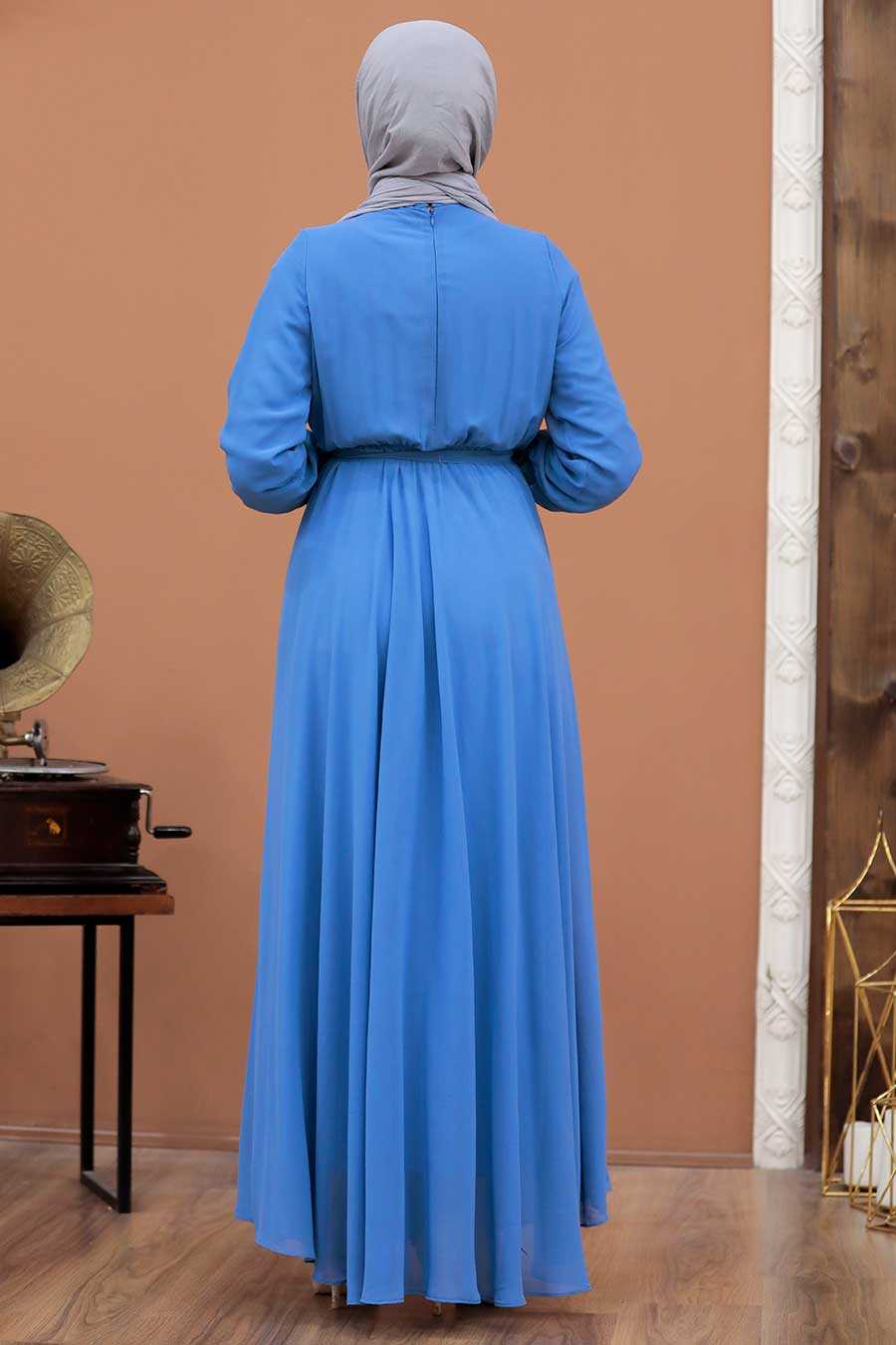 Blue Hijab Dress 15280M - Neva-style.com