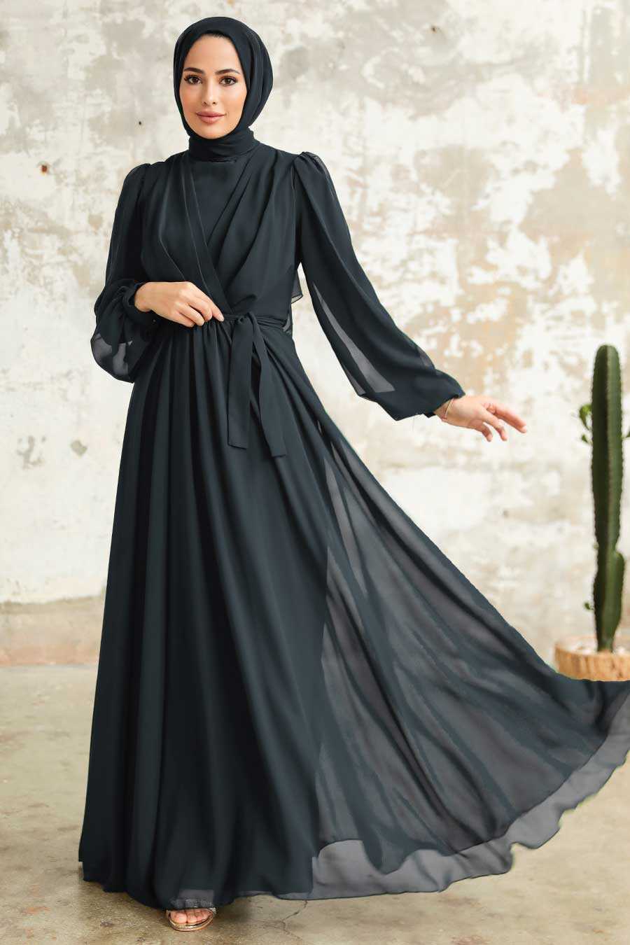 Navy Blue Hijab Dress 5796L - Neva-style.com