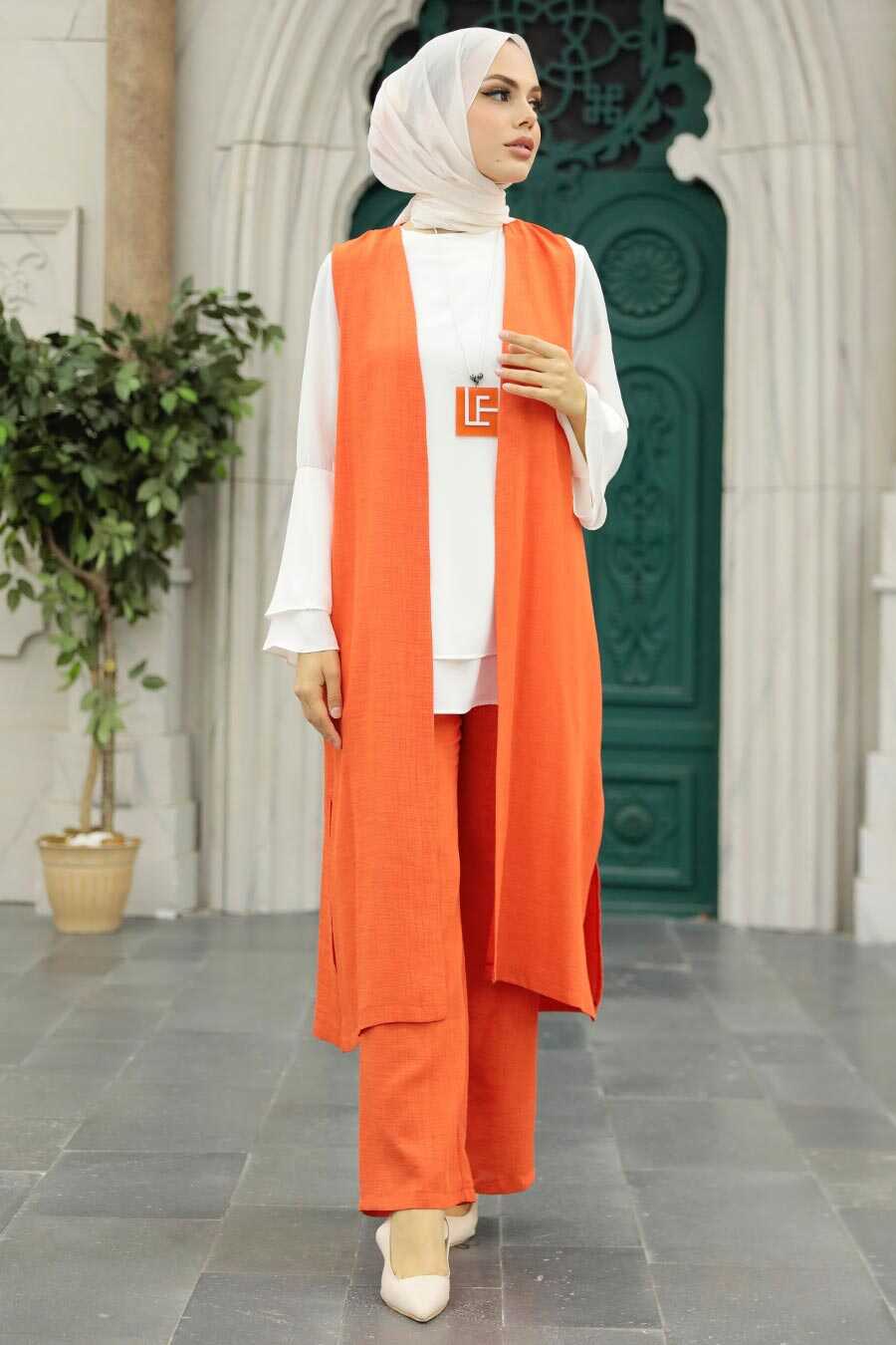 Orange Hijab Triple Suit 52341T - Neva-style.com