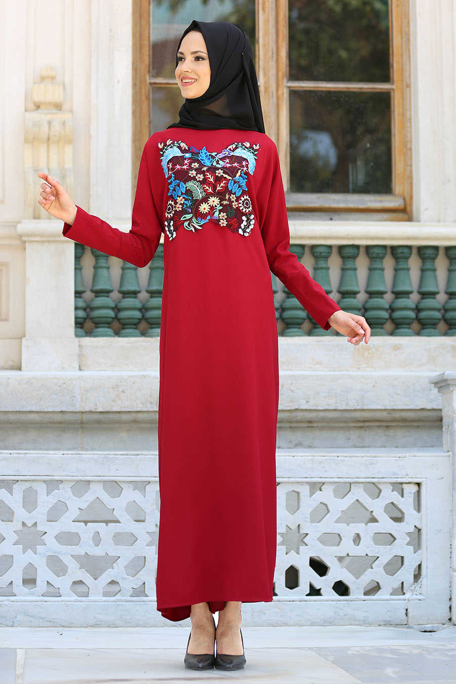Red Hijab Dress 3068K - Neva-style.com
