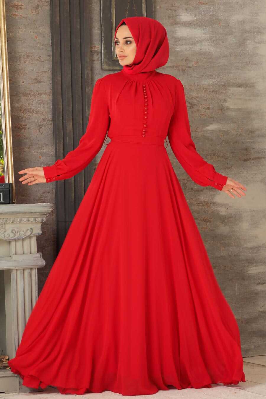 Red Hijab Dress 2703K - Neva-style.com
