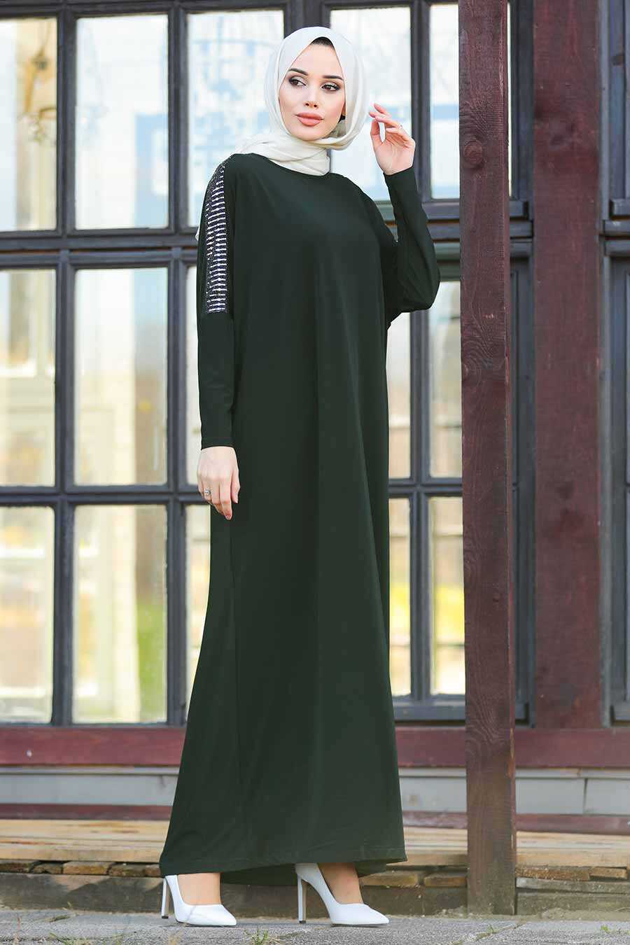 Smoke Color Hijab Turkish Abaya 1671FU - Neva-style.com